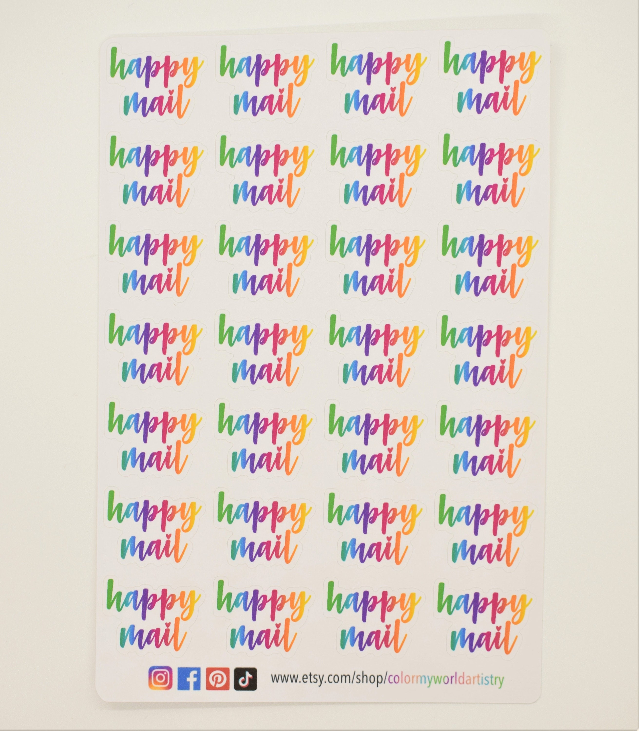 Rainbow Happy Mail Sticker Sheet Etsy Sticker Thank You - Etsy