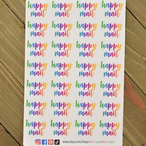 Rainbow Happy Mail Sticker Sheet, Etsy Sticker, Thank You Note, Small ...