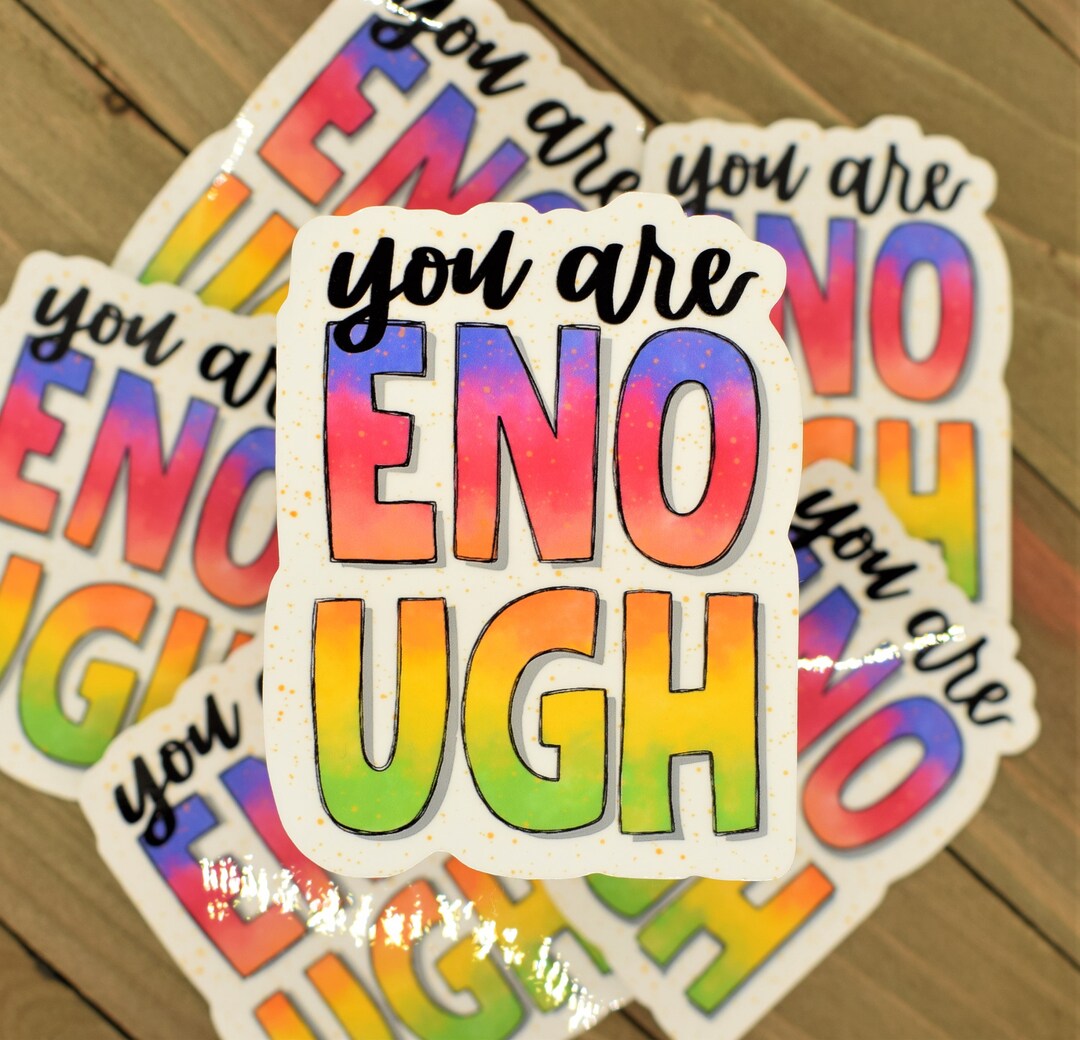 You Are Enough Watercolor Sticker, Handmade, Waterproof, Water Bottle ...