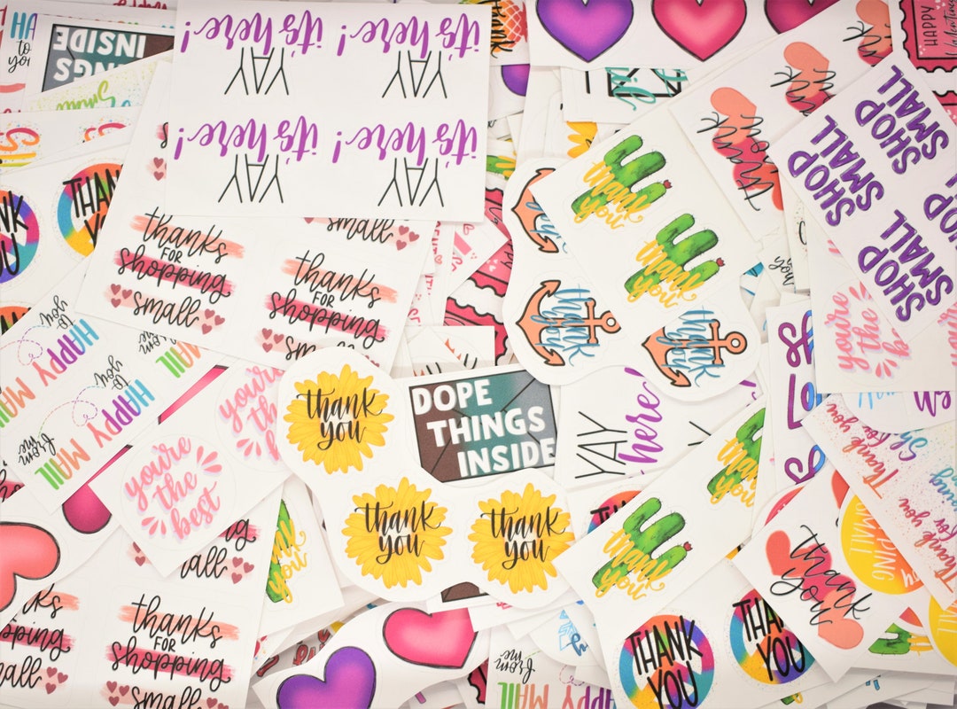 Packaging Stickers Sample Pack , Etsy Sticker, Thank You Note, Small ...