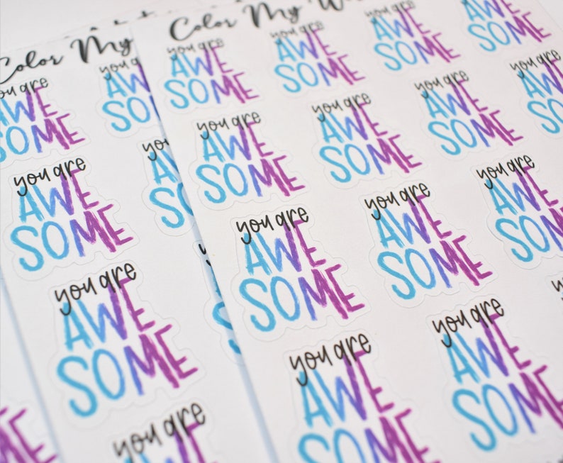 Purple and Blue You Are Awesome Sticker Sheet Etsy Sticker - Etsy
