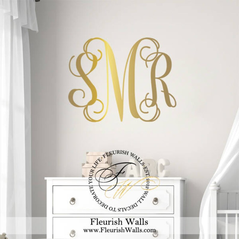 Initial Monogram Wall Decor Bedroom Wall Decal Baby Girl | Etsy