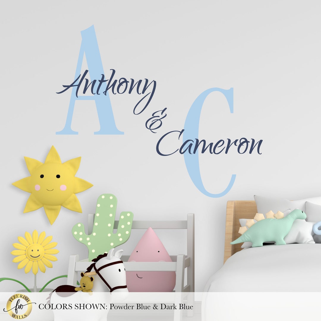 Twins Name Wall Decal Monogram Initial Name Decal Wall Decor ...