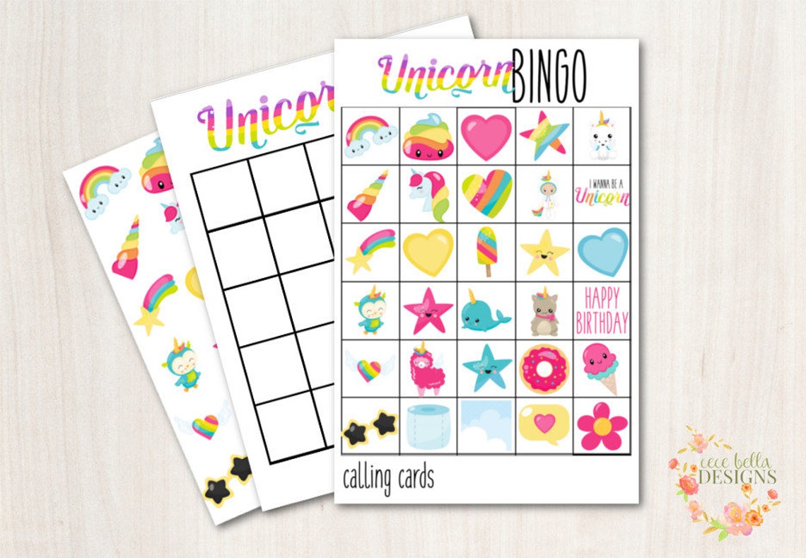 Unicorn Bingo Game - Great for Parties or Classroom Games - Etsy