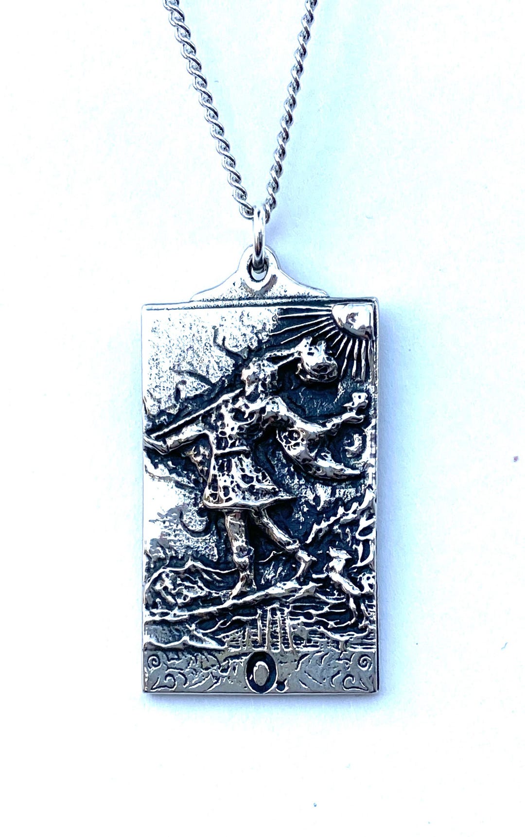The Fool Tarot Card Necklace in White Bronze by Jason Bakutis - Etsy