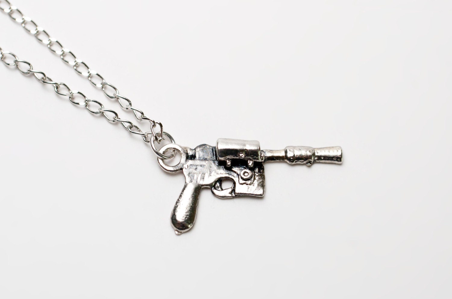 Han Solo Blaster film accurate necklace in white bronze by | Etsy