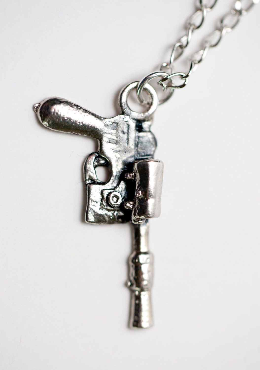 Han Solo Blaster film accurate necklace in white bronze by | Etsy