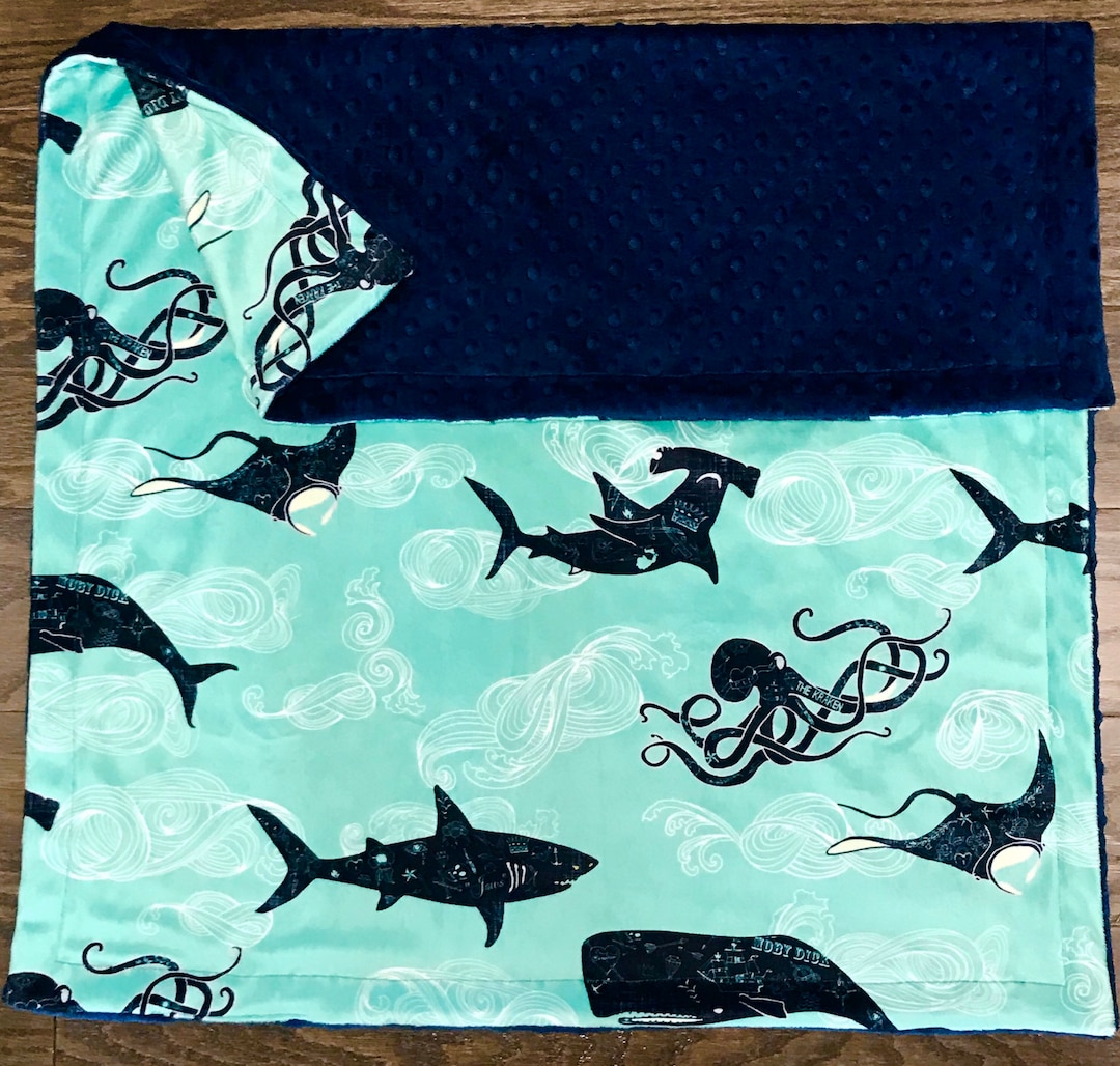 Personalized Shark Baby Blanket, Minky Baby Blanket, Nautical Minky ...