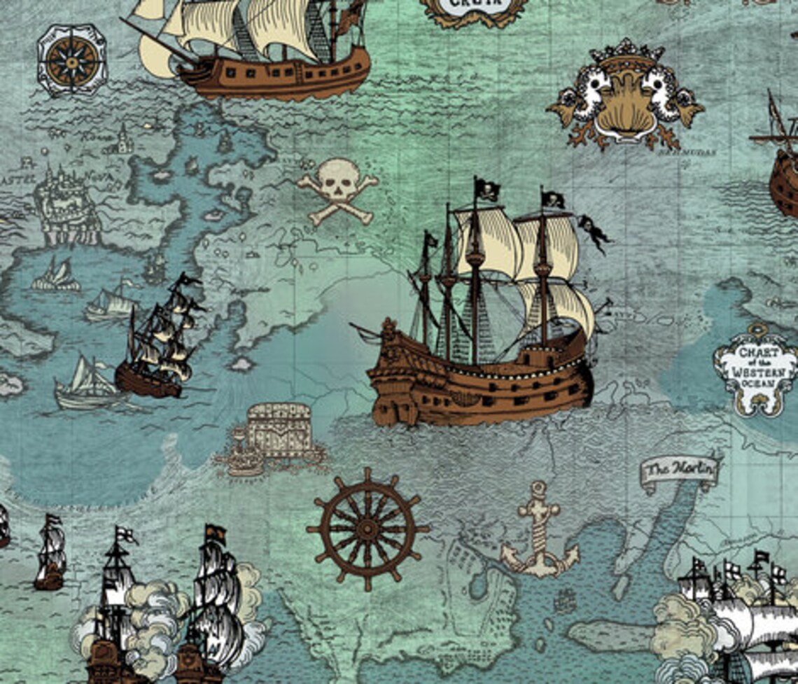 Pirate Baby Blanket, Pirate Minky Baby Blanket, Pirate Ship~map Baby ...
