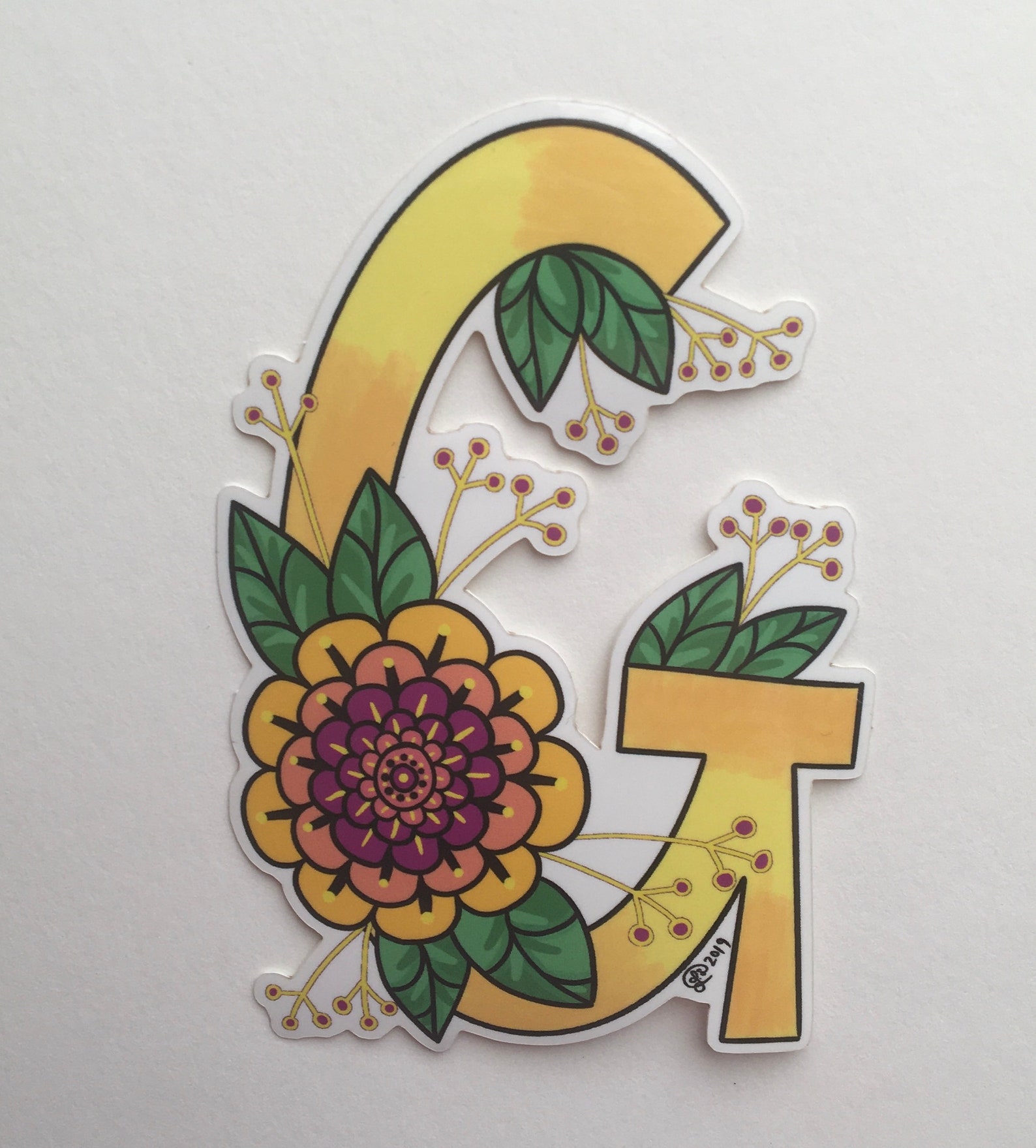 Letter G WATERPROOF Vinyl Sticker Water Bottle Sticker Car - Etsy