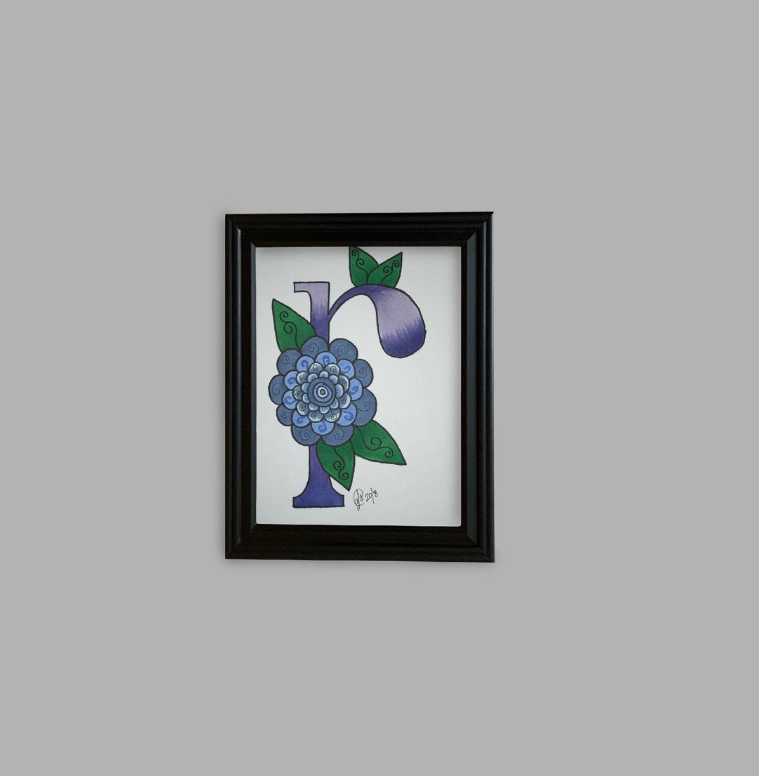 Letter R Artwork 5x7 Letter Artwork Floral Artwork Art for Kids ...