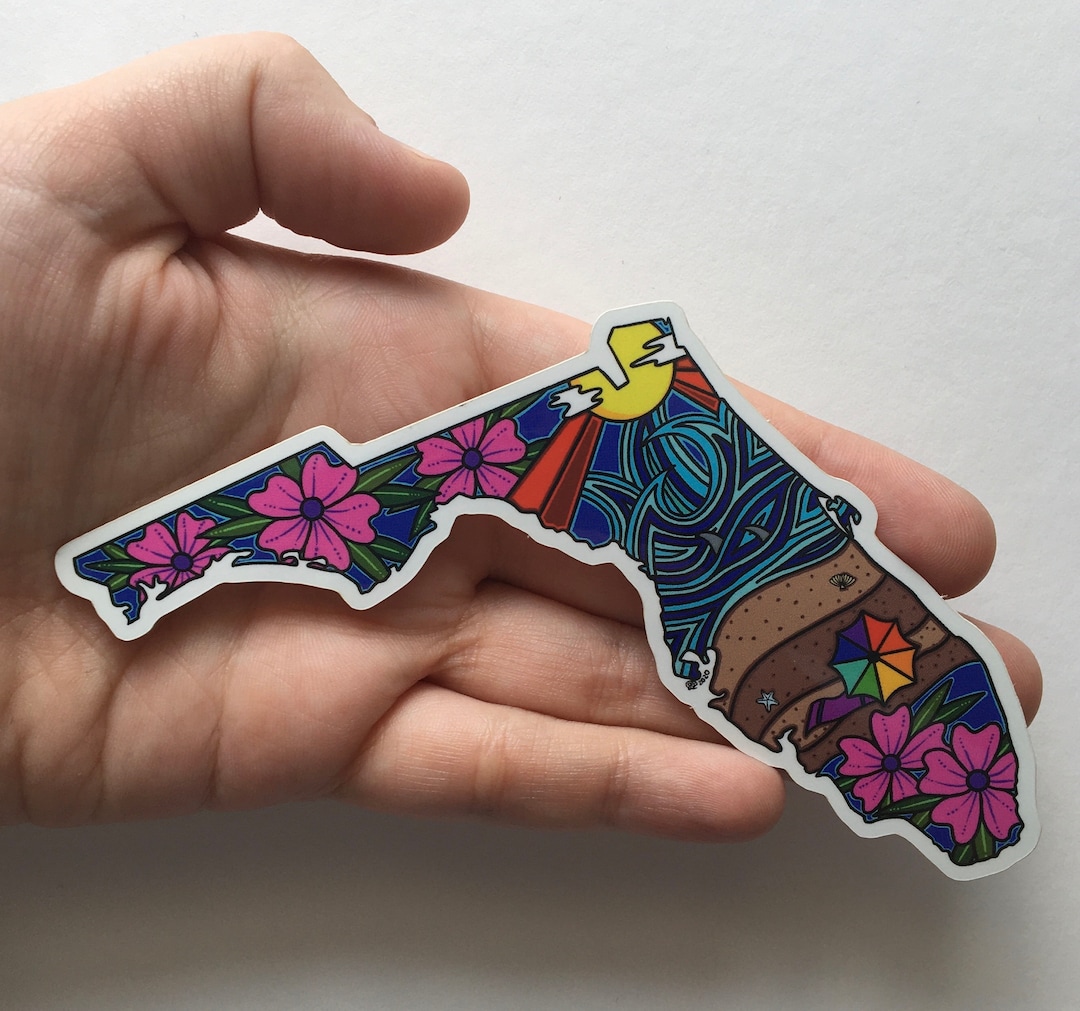 Florida Beach Sticker, WATERPROOF Vinyl Sticker, Water Bottle Sticker ...