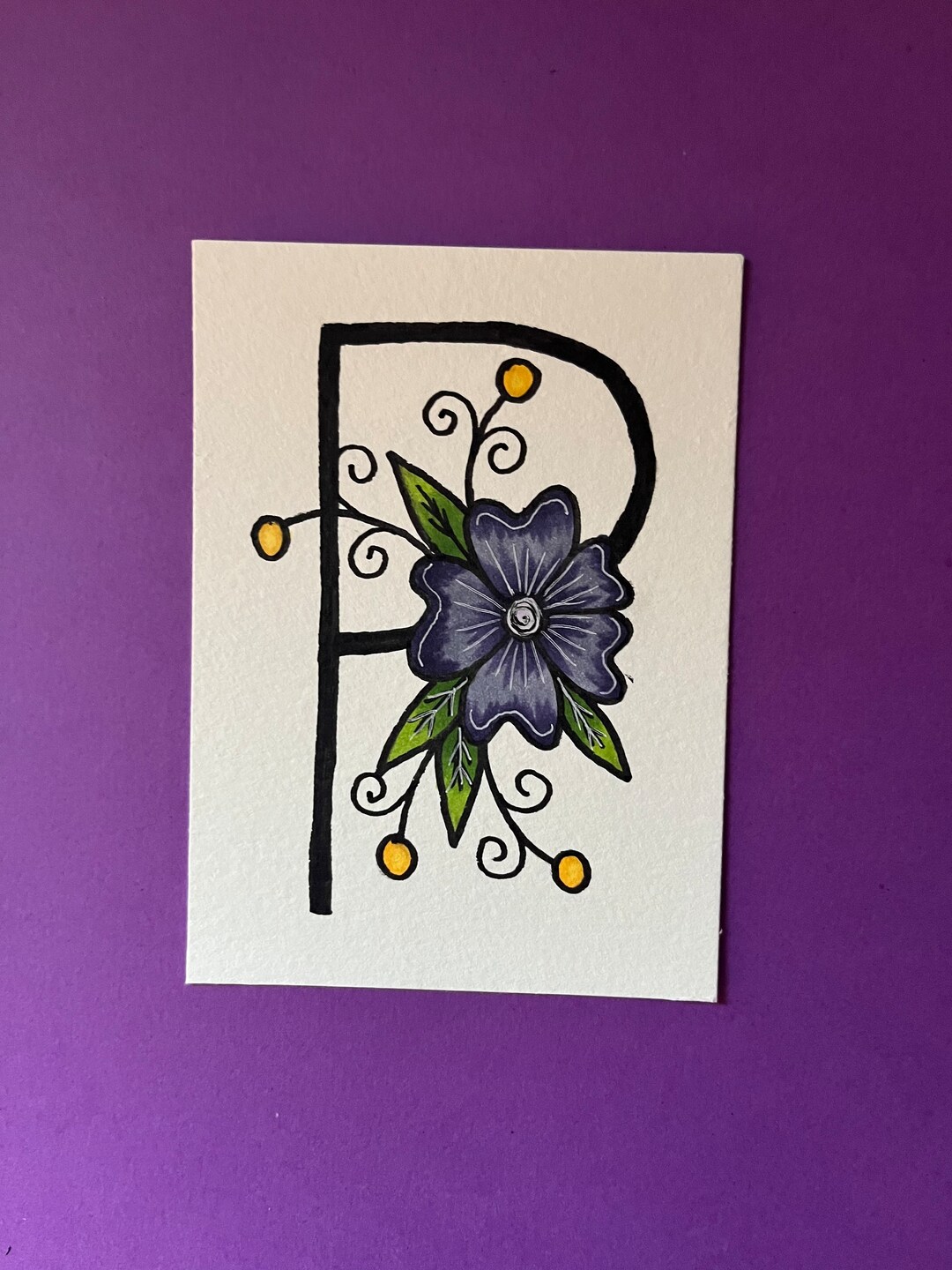 Floral Letter P | 3”x4” Letter Art | Purple Flower Letter | Mini ...
