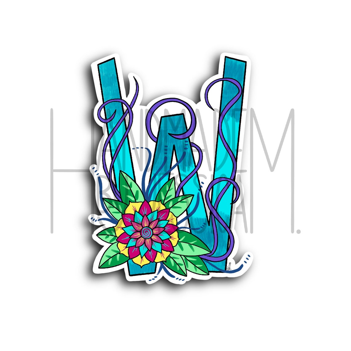 Letter W WATERPROOF Vinyl Sticker Water Bottle Sticker Car - Etsy