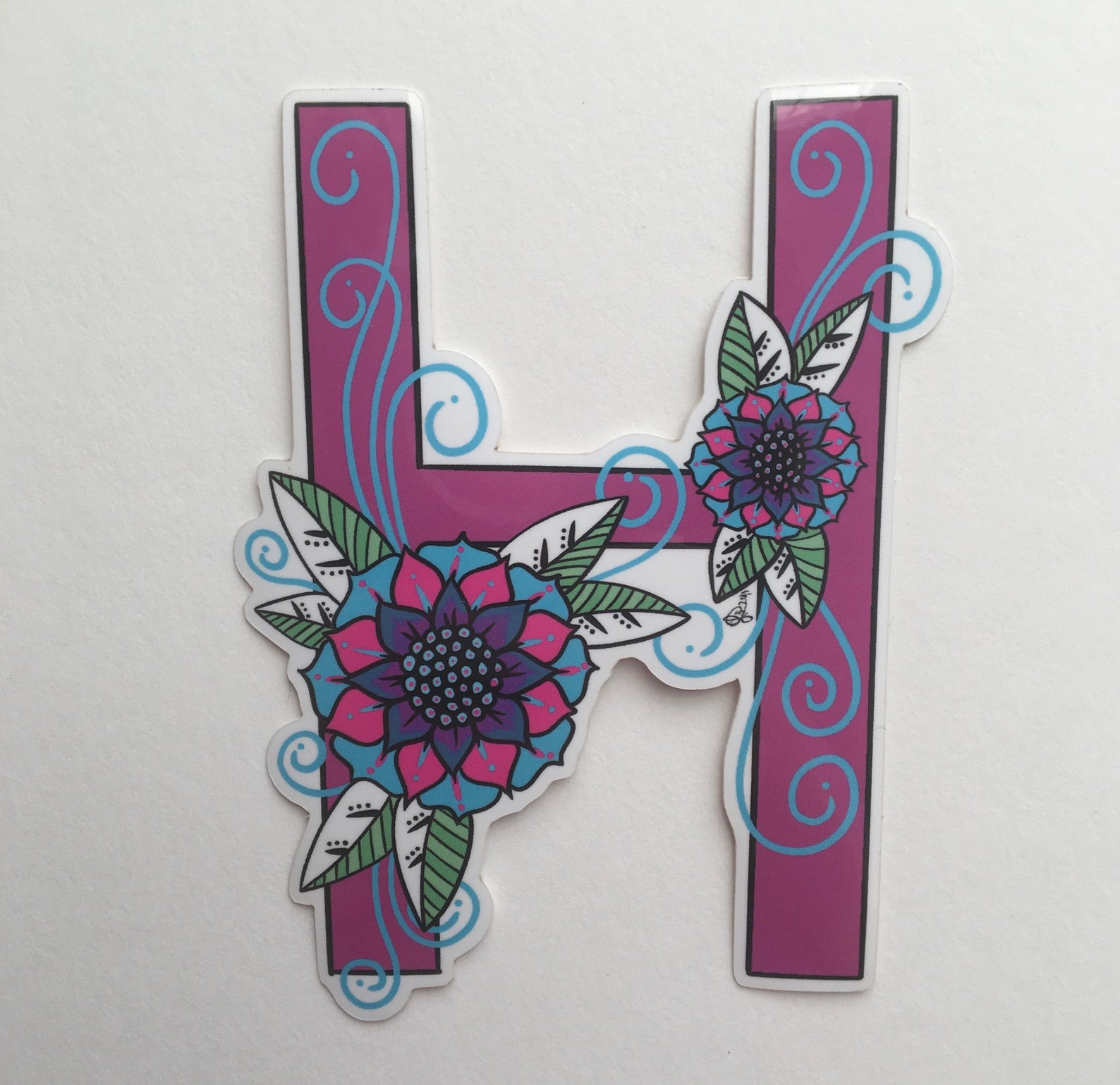 Letter H WATERPROOF Vinyl Sticker Water Bottle Sticker Car | Etsy