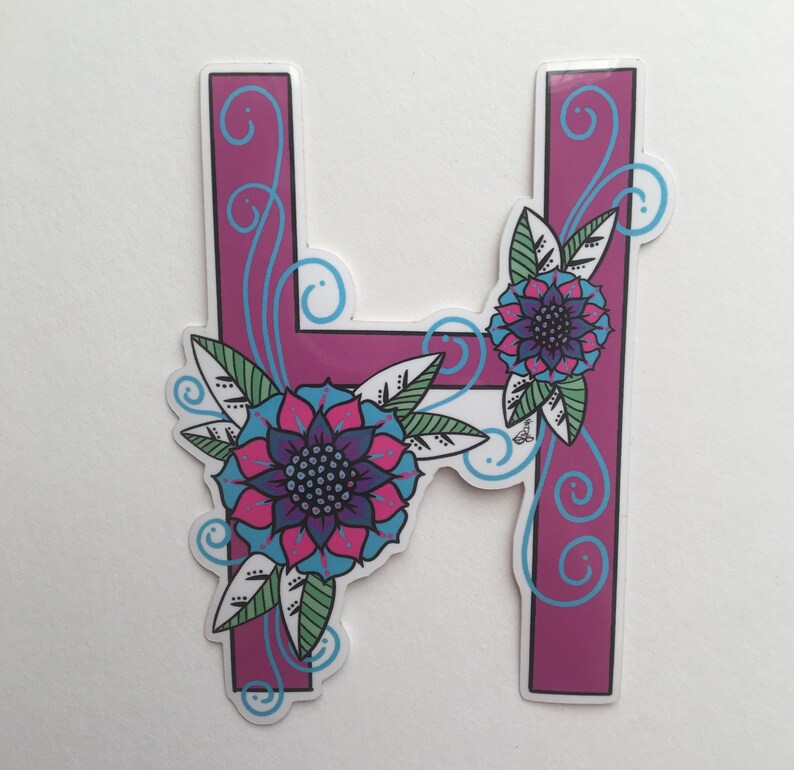 Letter H WATERPROOF Vinyl Sticker Water Bottle Sticker Car - Etsy