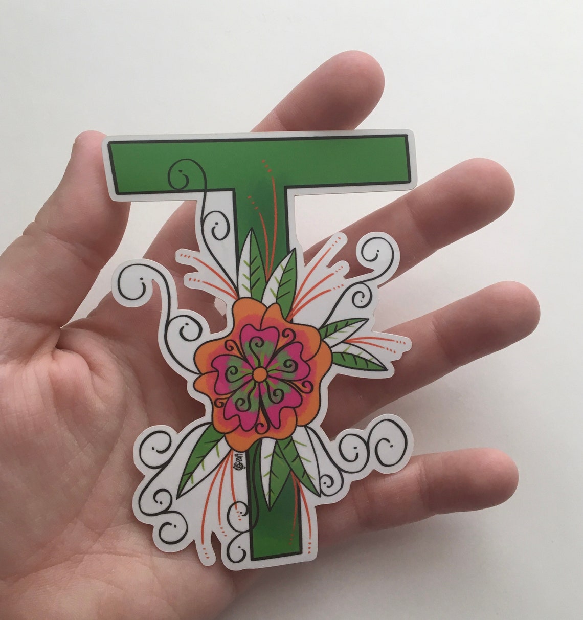 Letter T WATERPROOF Vinyl Sticker Water Bottle Sticker Car | Etsy