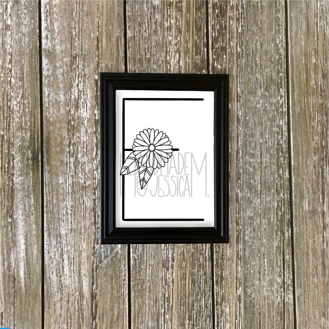 Letter E Daisy Flower Instant Digital Download Print, 5”x7” Digital ...