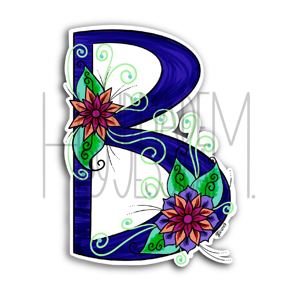 Letter B WATERPROOF Vinyl Sticker Water Bottle Sticker Car - Etsy