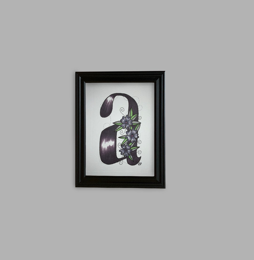 Letter a Artwork 5x7 Letter Artwork Floral Artwork Art for Kids ...