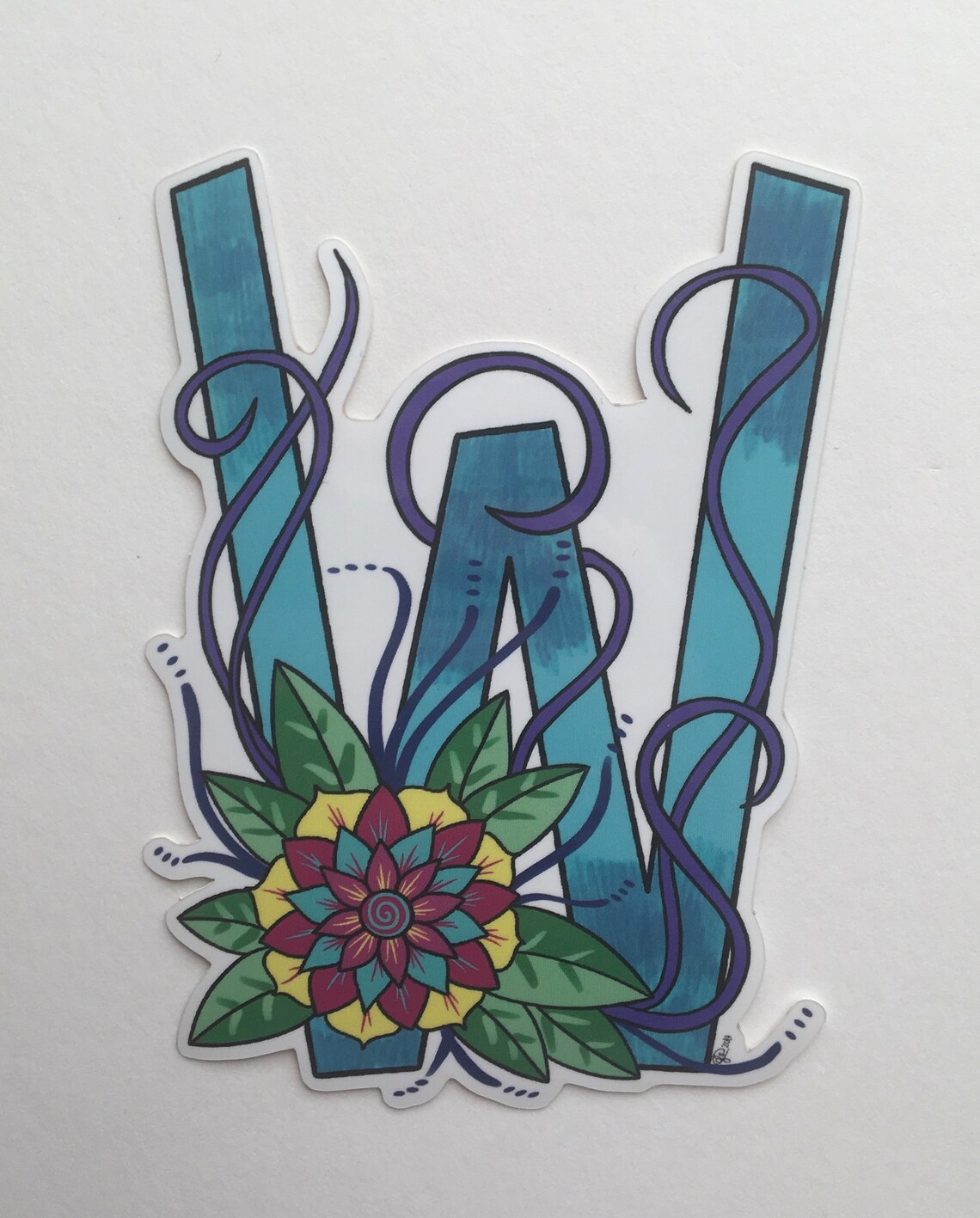 Letter W WATERPROOF Vinyl Sticker Water Bottle Sticker Car - Etsy