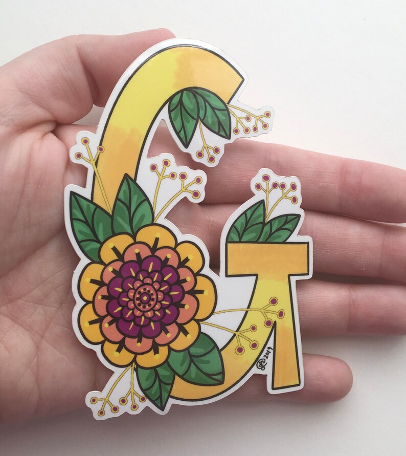 Letter G WATERPROOF Vinyl Sticker Water Bottle Sticker Car - Etsy