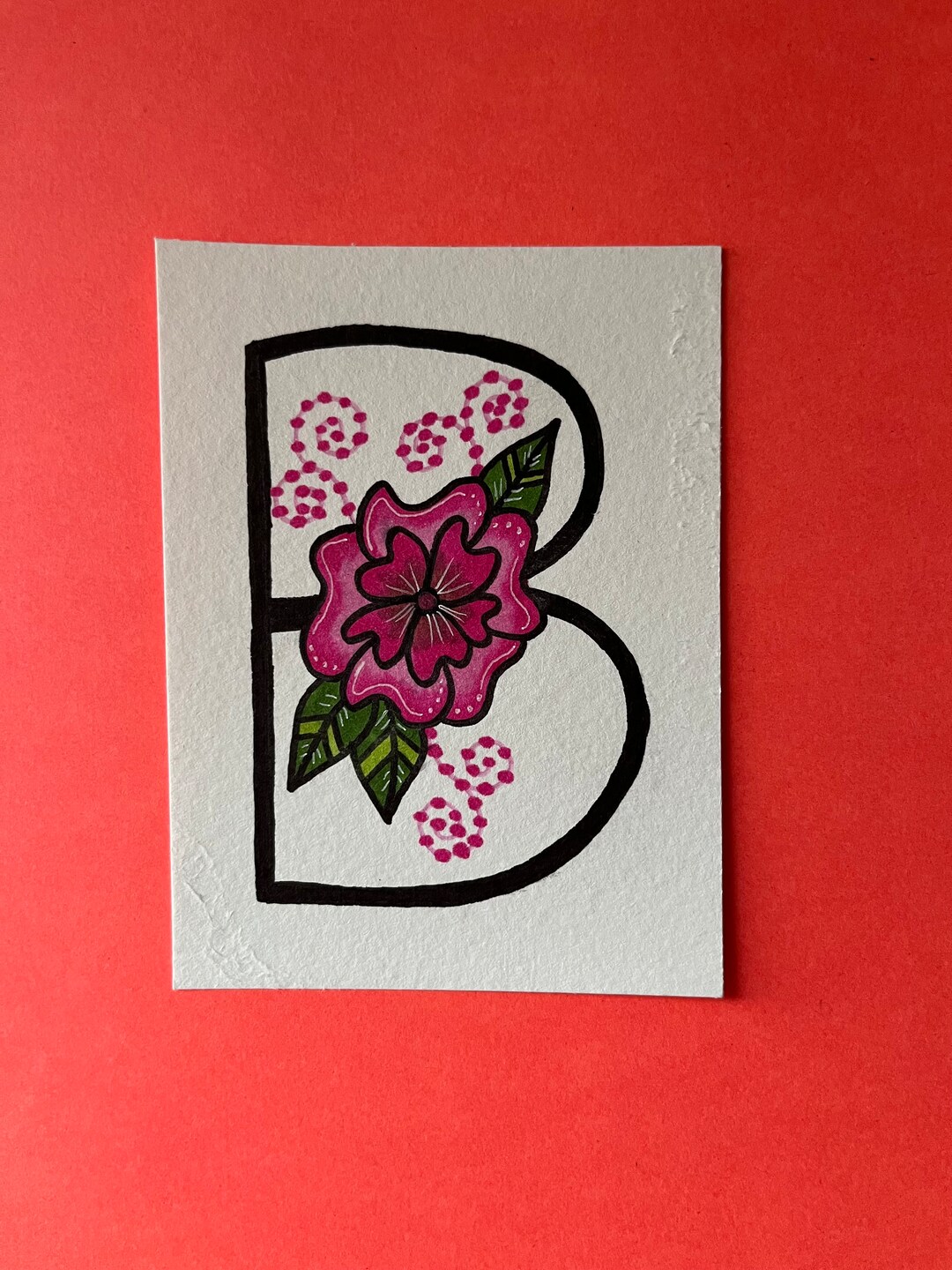 Floral Letter B | 3”x4” Letter Art | Pink Flower Letter | Mini Artwork ...