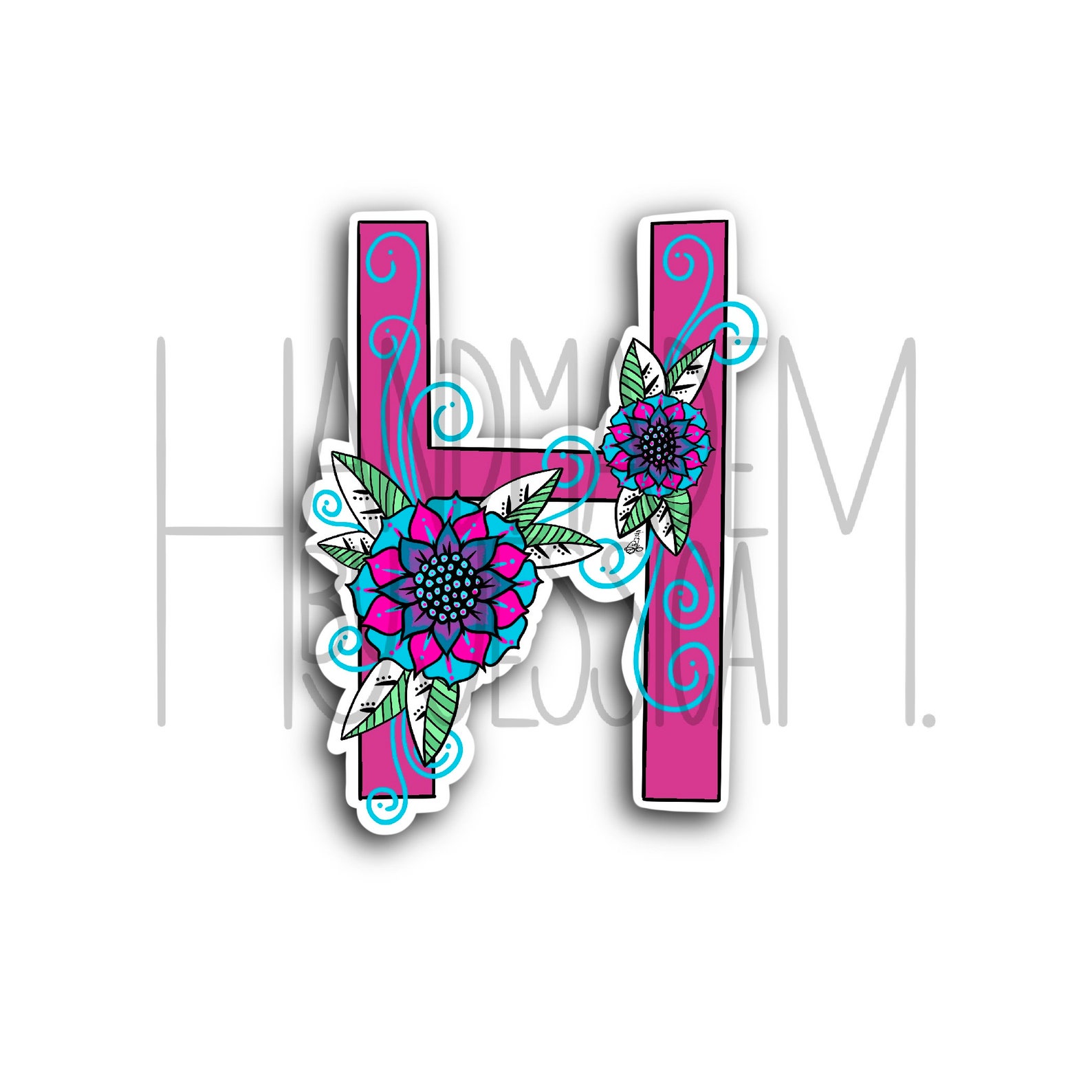 Letter H WATERPROOF Vinyl Sticker Water Bottle Sticker Car - Etsy
