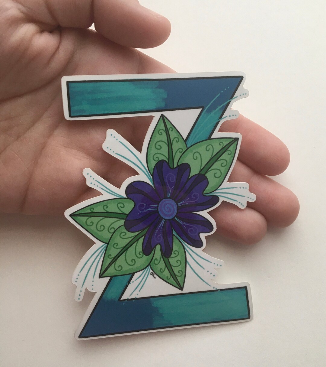 Floral Letter Z Sticker | Waterproof Vinyl Decal - Etsy