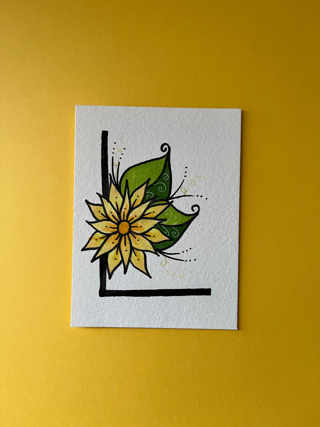 Floral Letter L | 3”x4” Letter Art | Yellow Flower Letter | Mini ...