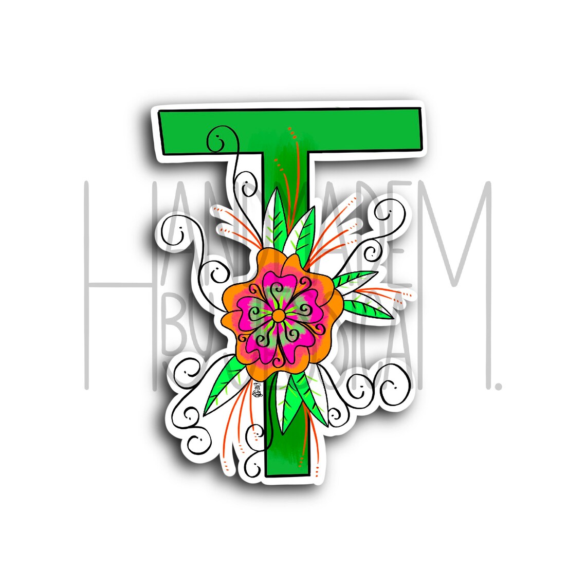 Letter T WATERPROOF Vinyl Sticker Water Bottle Sticker Car - Etsy