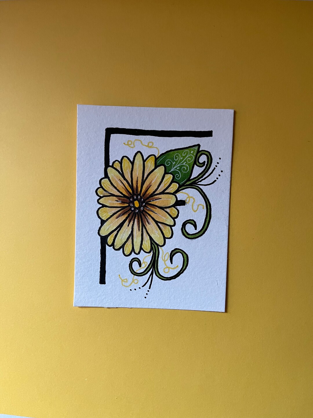 Floral Letter F | 3”x4” Letter Art | Yellow Flower Letter | Mini ...