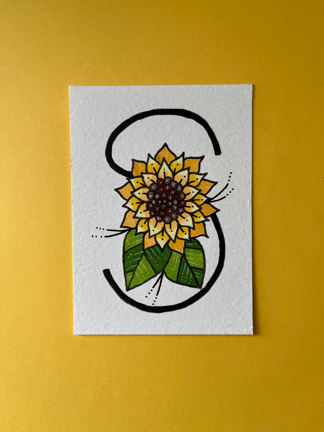 Floral Letter S | 3”x4” Letter Art | Yellow Flower Letter | Mini ...