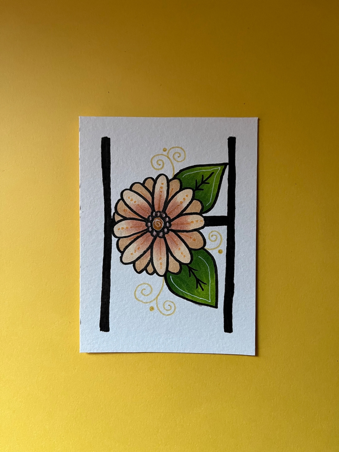 Floral Letter H 3x4 Letter Art Peach Flower Letter Mini Artwork ...