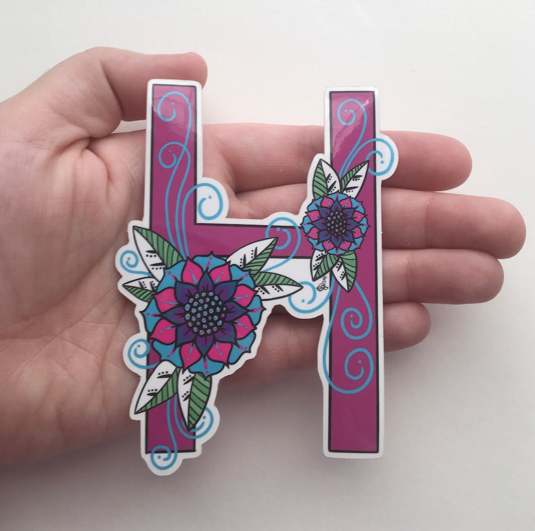 Letter H, WATERPROOF Vinyl Sticker, Water Bottle Sticker, Car Sticker ...