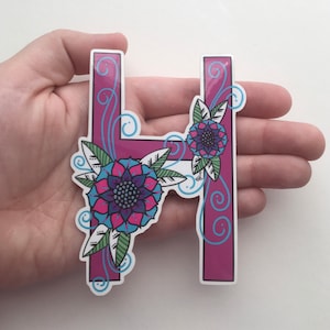 Letter H, WATERPROOF Vinyl Sticker, Water Bottle Sticker, Car Sticker ...