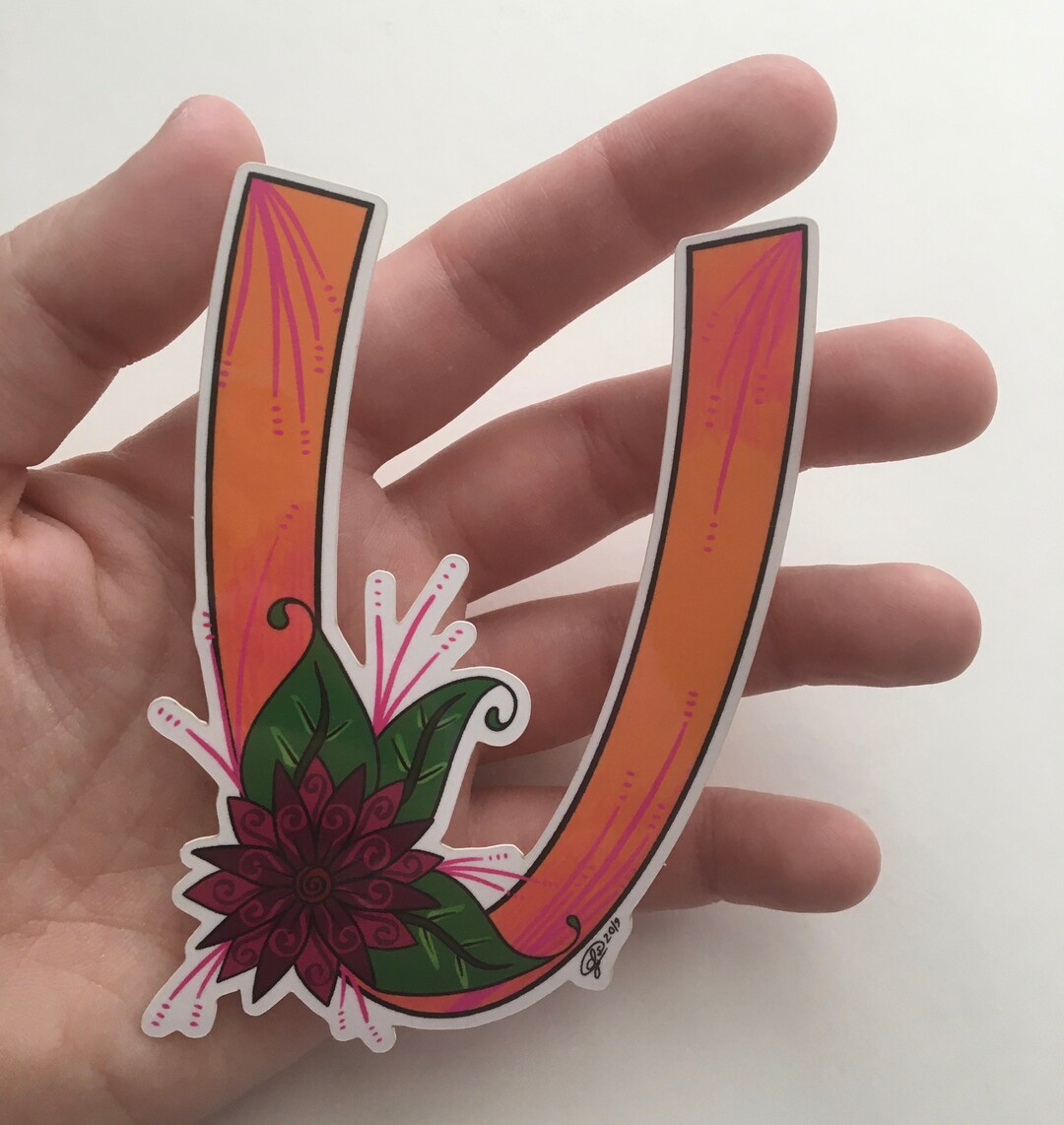 Letter U, WATERPROOF Vinyl Sticker, Water Bottle Sticker, Car Sticker ...