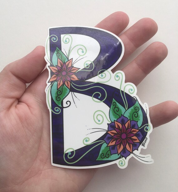 Letter B WATERPROOF Vinyl Sticker Water Bottle Sticker Car | Etsy