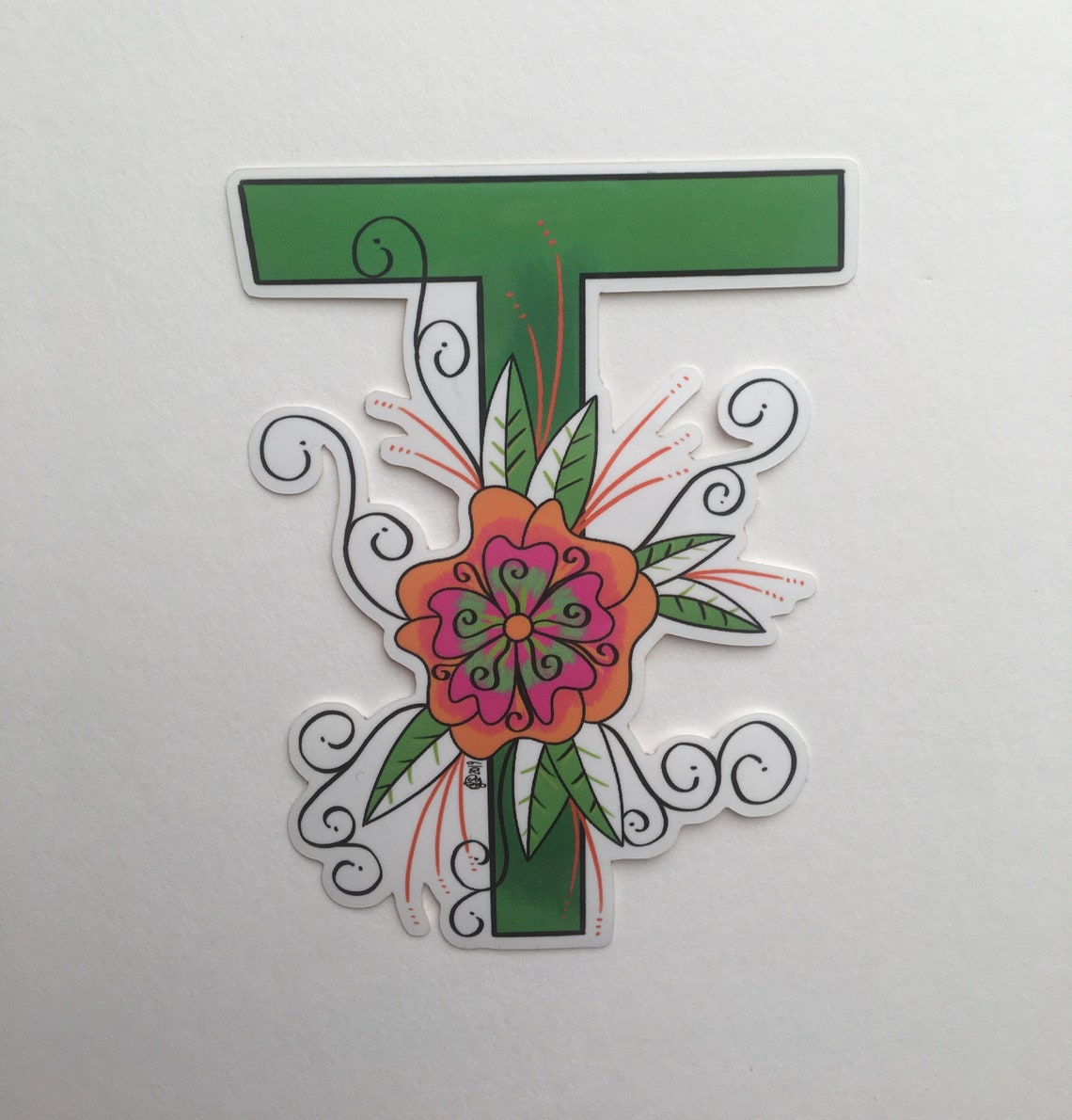 Letter T WATERPROOF Vinyl Sticker Water Bottle Sticker Car - Etsy