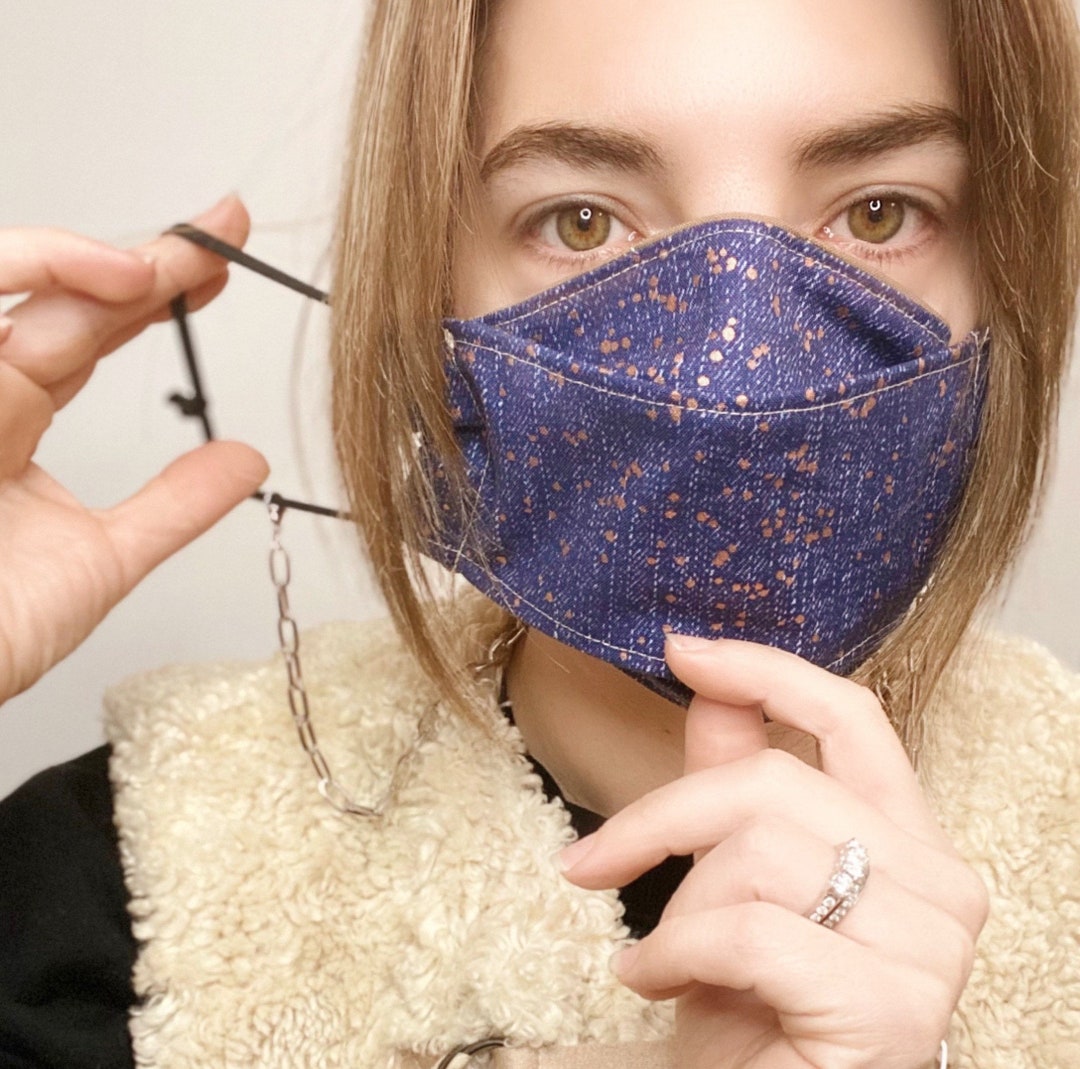 Denim Face Covering, Adjustable Ear Straps - Etsy