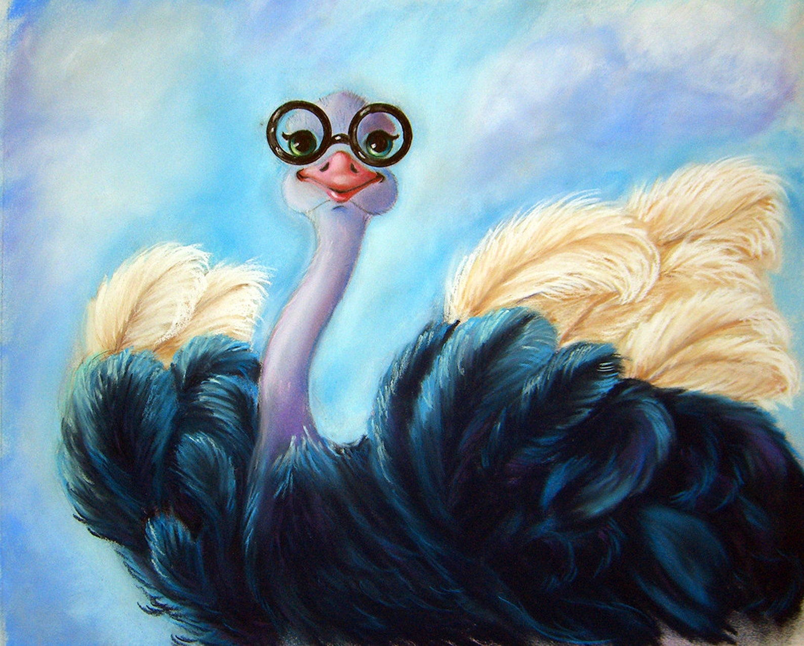 Original Art, Ostrich, Children's Art, Pastel - Etsy