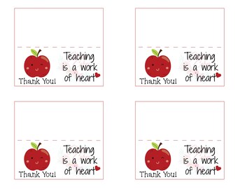 Teaching is A Work of Heart Gift Tag Printable Instant Digital | Etsy