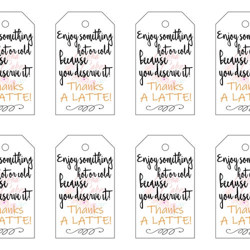 PRINTABLE Thanks a LATTE for All That You Do Coffee Tag | Etsy