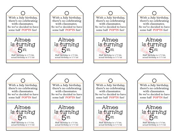 Personalized Half Birthday Printable Digital Download - Etsy