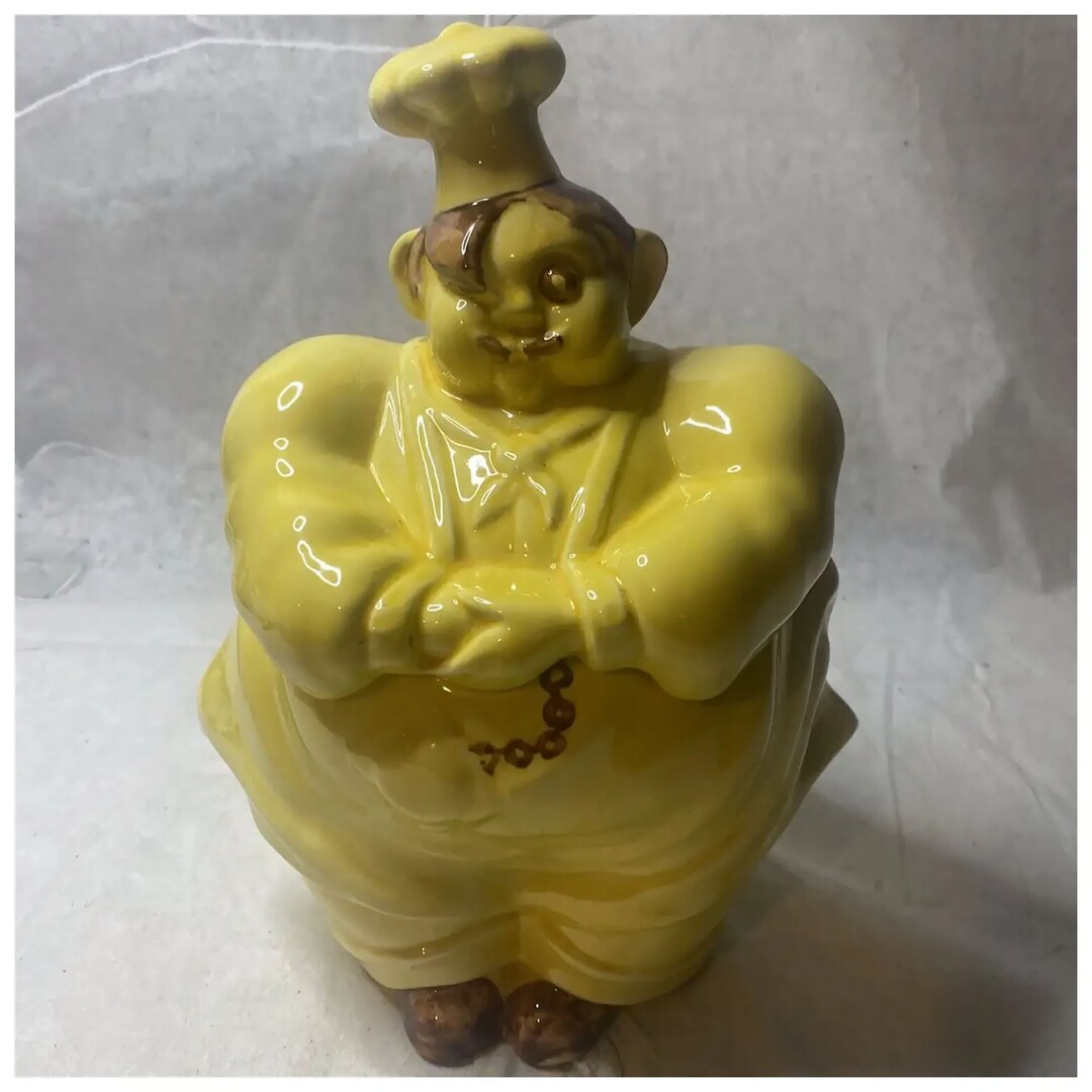 1940s Red Wing Chef Pierre Cookie Jar USA Yellow, Vintage and Super ...