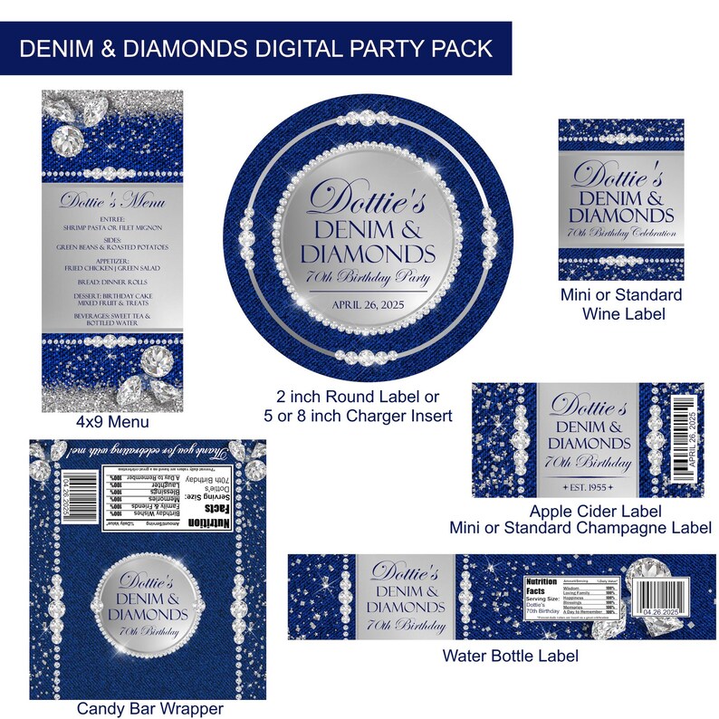 Denim and Diamonds Party Favors Pack, Pick 4, Denim and Diamonds ...