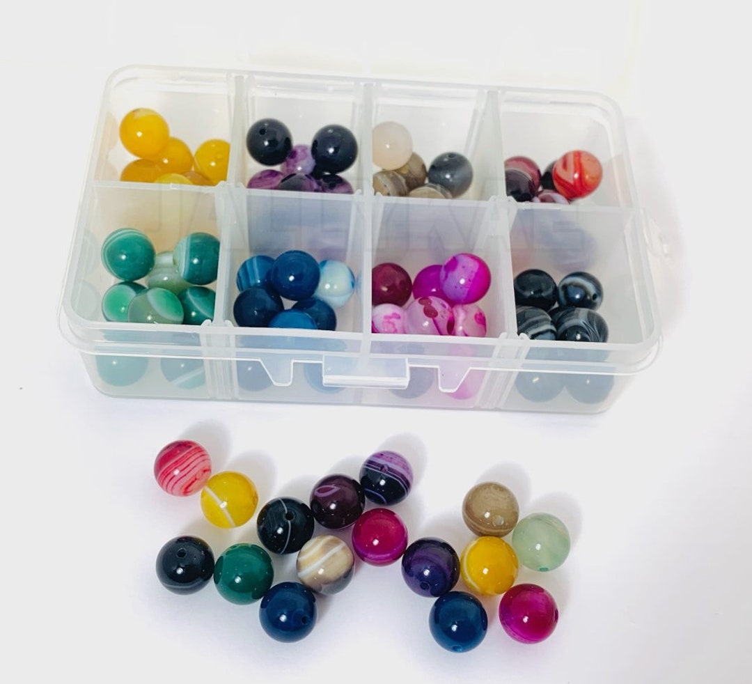 Natural Striped Agate Bead Box, Banded Agate Beads, Multicolor, Grade A ...