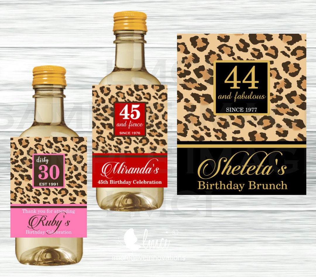 Leopard Print Wine Label, Champagne Labels, Cheetah Print Wine Labels ...