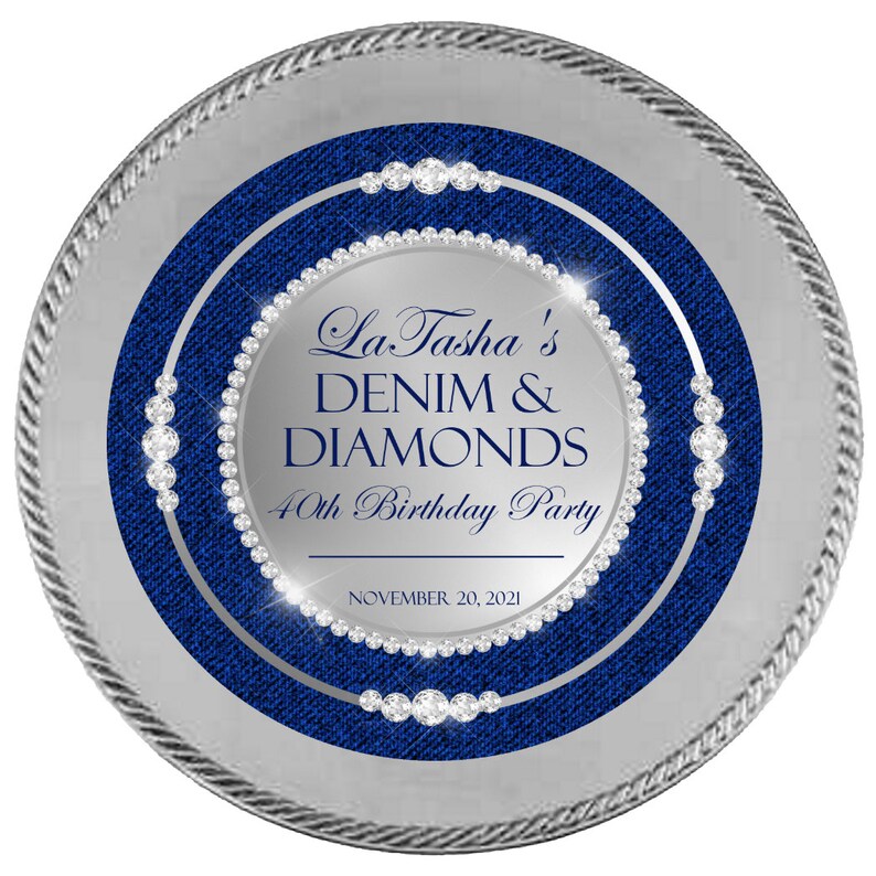 Denim Charger Plate Insert, Denim and Diamonds Birthday, Denim and ...