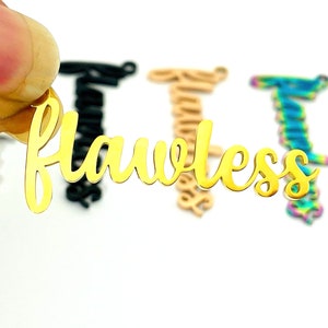Cursive Word Charms, Stainless Steel Charms, Jewelry Tags, Word Charms ...